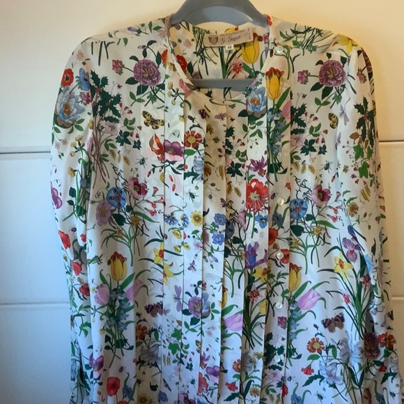 Gucci | Tops | Gucci Floral Silk Blouse | Poshmark
